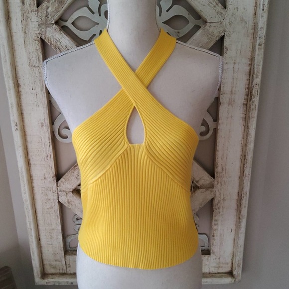 Almost Famous | Tops | Rib Cross Over Keyhole Crop Halter Top | Poshmark